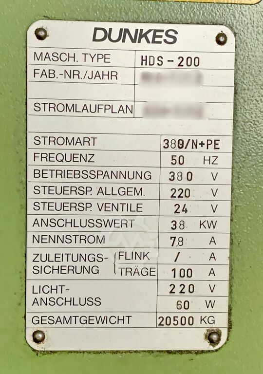 DUNKES HDS-200 – 1988 Model – Cncbul.co.uk