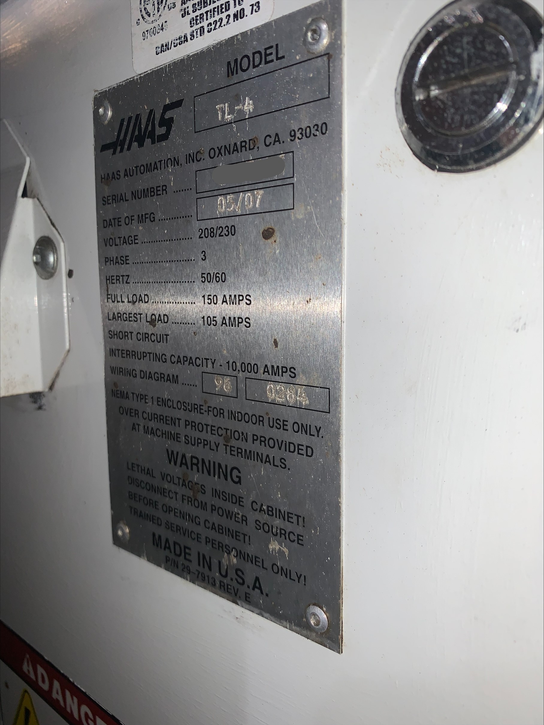 Haas TL-4 – Year 2007 – Cncbul.co.uk