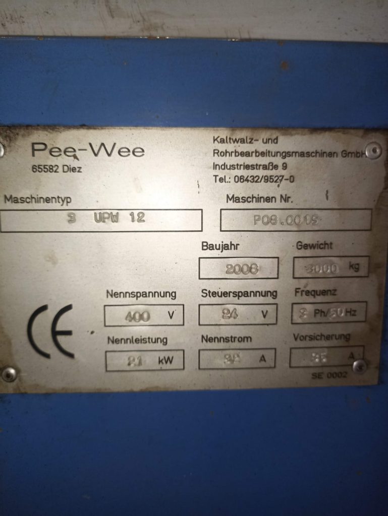 PEE-WEE UPW 12 Thread Rolling Machine – Year 2008 – Cncbul.co.uk