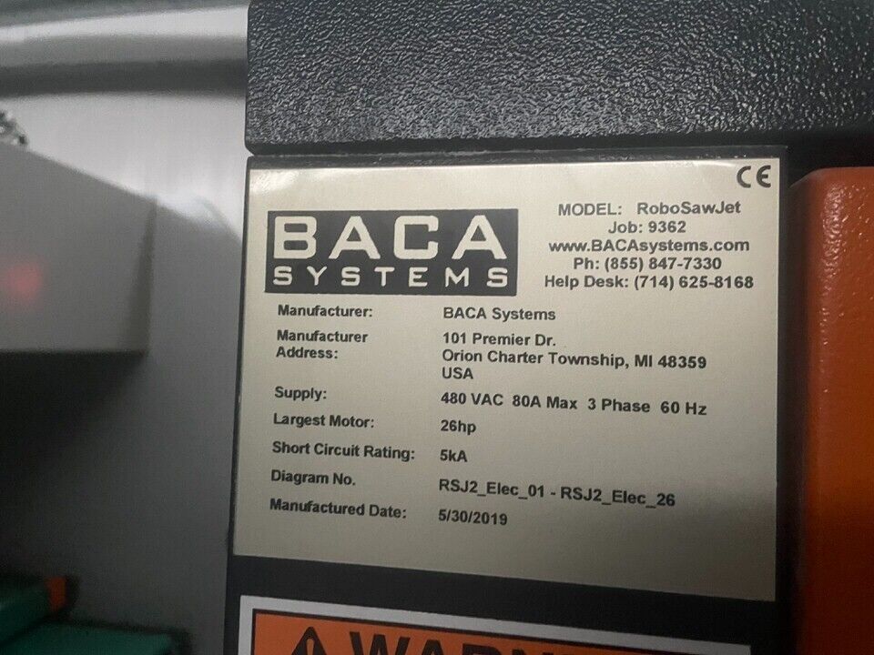 BACA Systems Robo SawJet V2.0 Complete Robot Granite Cutting Saw System – Year 2019 – Cncbul.co.uk