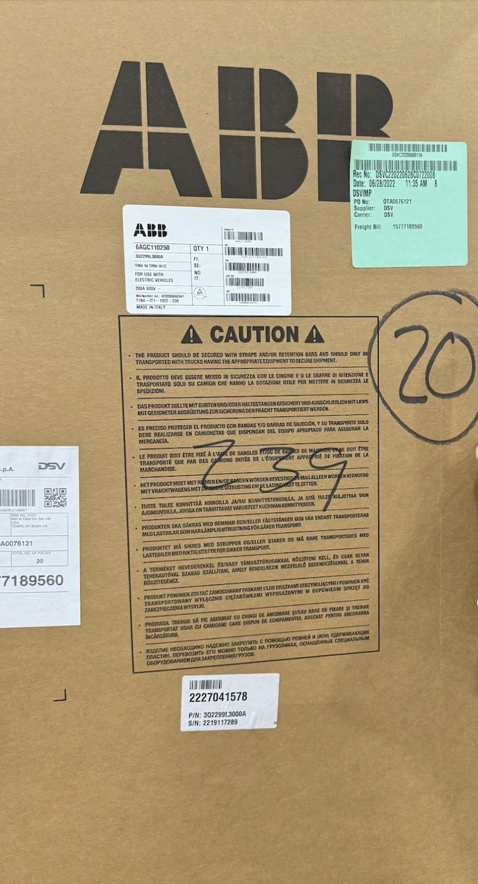 ABB Electric Car Charger Electric Vehicle Infrastructure Terra 184 UL ...