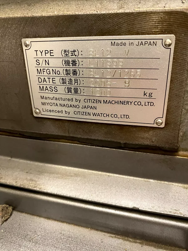 Citizen BL12 V CNC Swiss Lathe with Ikura Seiki Bartop Servo Bar Feeder ...