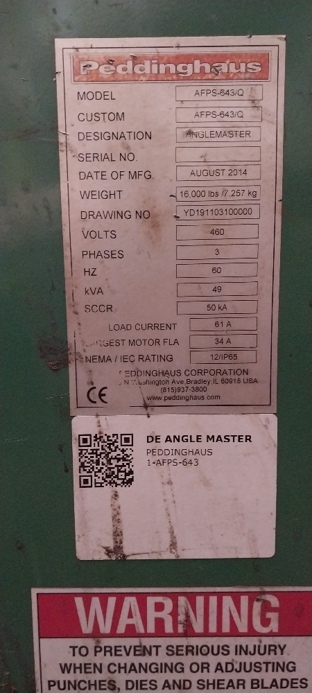 Peddinghaus Anglemaster AFPS-643/Q Angle Line Machine – Year 2014 ...